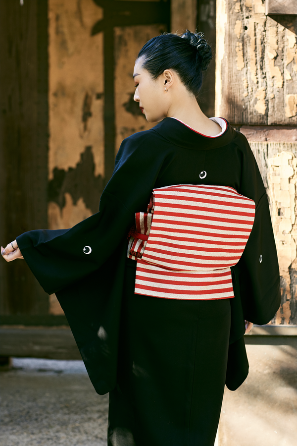 袋帯｜西陣織｜煌紅縞｜KAPUKI｜アンティーク復刻柄｜仕立て上がり